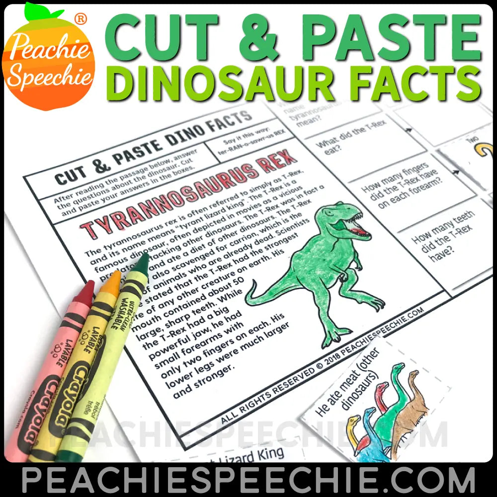 Cut and Paste Dinosaur Facts Stories and WH Questions
