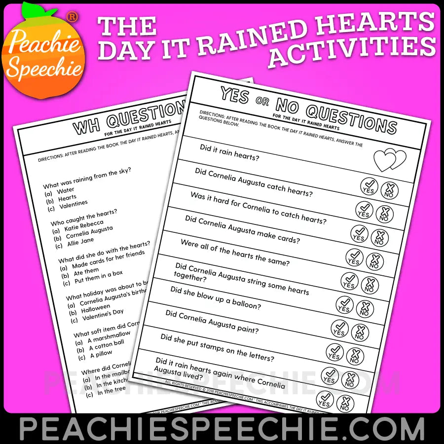 The Day It Rained Hearts Valentine Activities