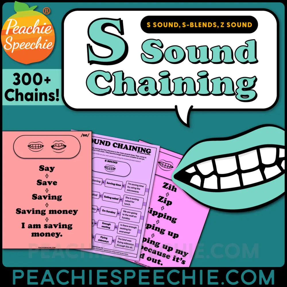 S Sound Chaining for Speech Therapy by Peachie Speechie