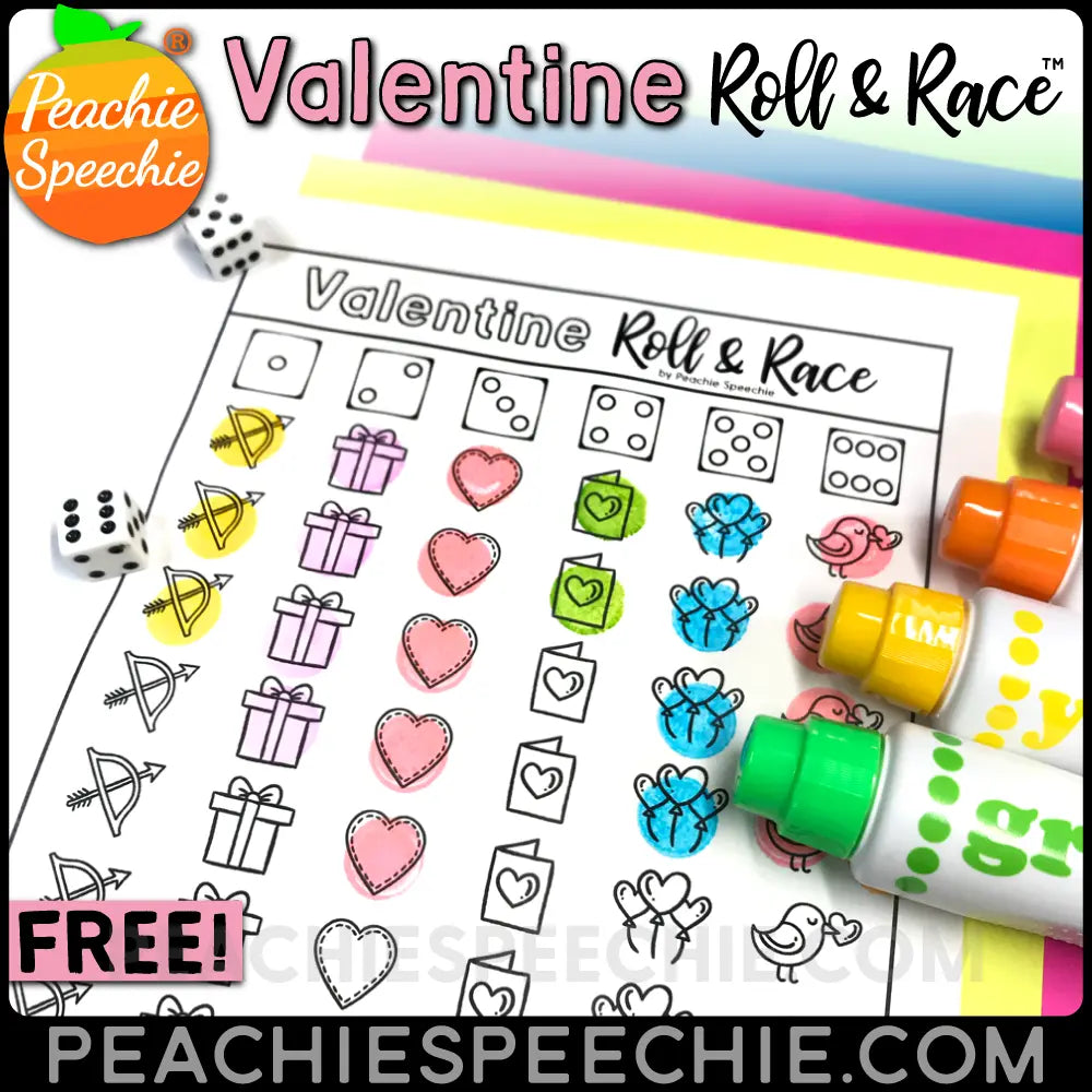 Valentine Roll and Race - Open Ended Dice Game